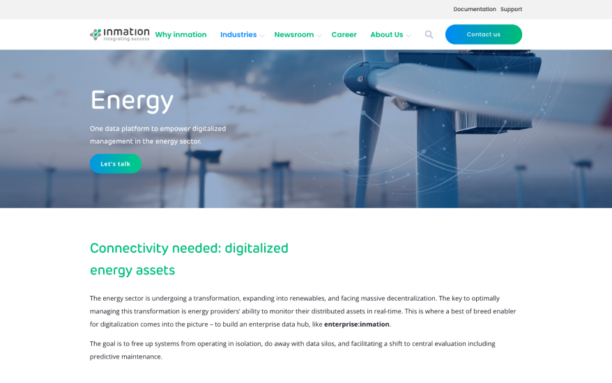 Inmation | Website Relaunch | SUNZINET